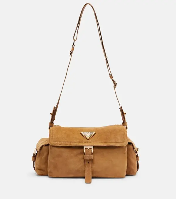 Prada Explore Medium Suede Shoulder Bag