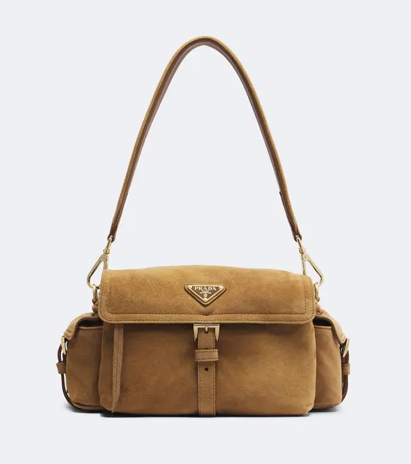 Prada Suede Shoulder Bag - Brown