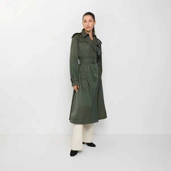 Burberry Long Nylon Hooded Trench Coat