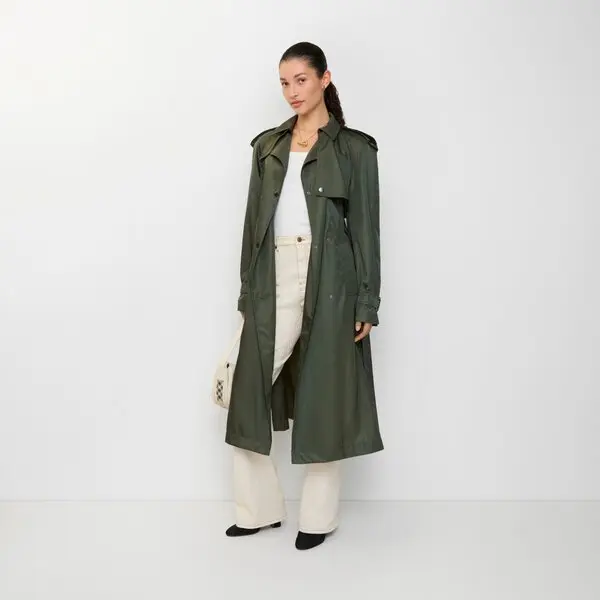 Burberry Long Nylon Hooded Trench Coat