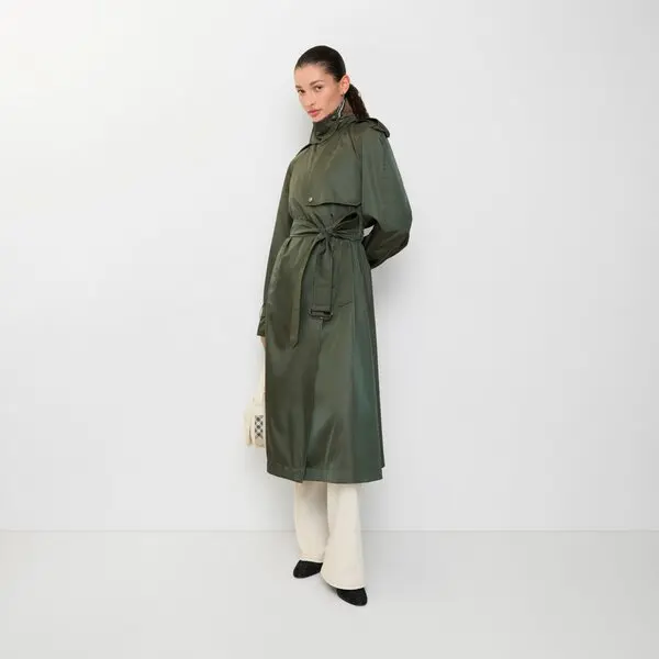 Burberry Long Nylon Hooded Trench Coat