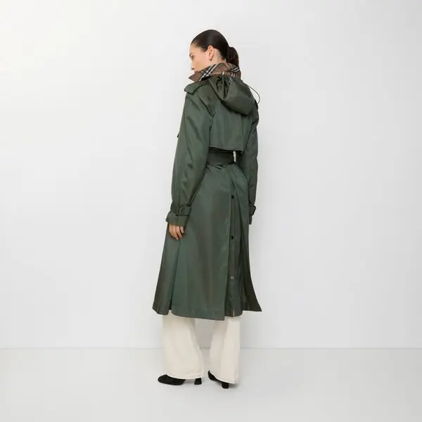 Burberry Long Nylon Hooded Trench Coat