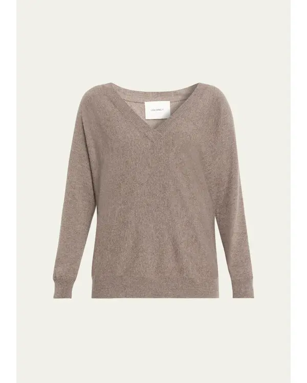 LISA YANG Kenny Cashmere V-neck Sweater - Truffle