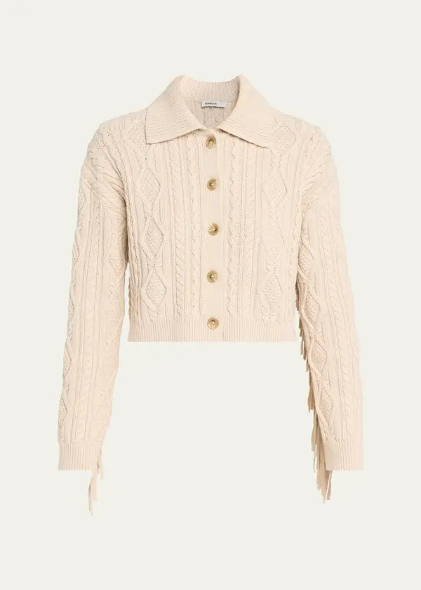 Simkhai Virginia Cable-knit Cropped Cardigan - Sand