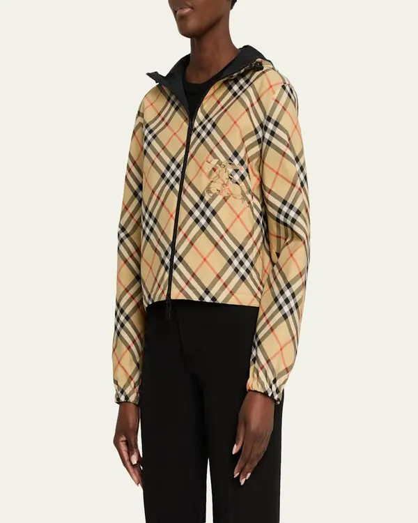 Burberry Reversible Check Crop Zip Jacket