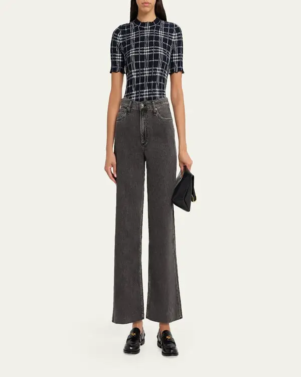 Rag & Bone Featherweight Andi High-rise Wide Ankle Jeans - Black