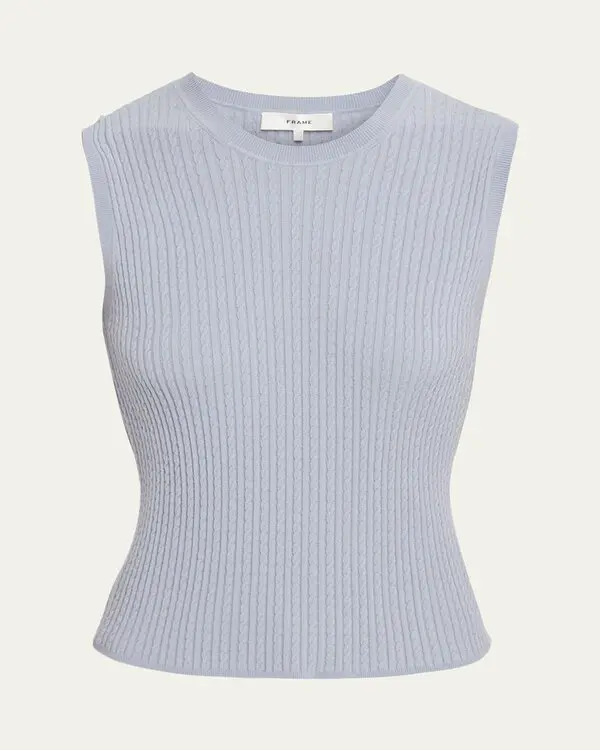 FRAME The Fine Cable-knit Sleeveless Top