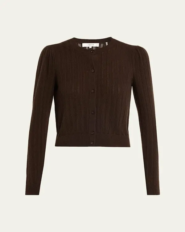 FRAME Ladder Pointelle Cashmere Cardigan
