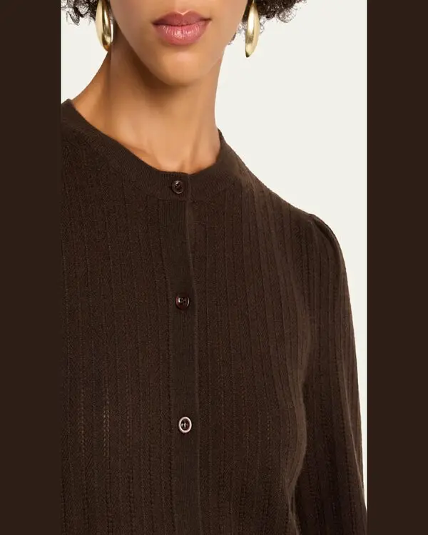 FRAME Ladder Pointelle Cashmere Cardigan