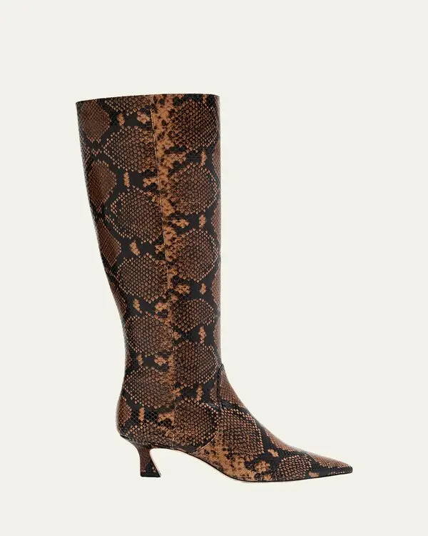 STUART WEITZMAN 50mm Vinnie Snake-printed Leather Knee-high Boots