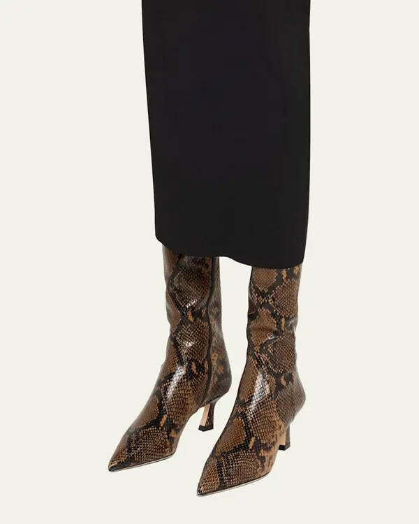 STUART WEITZMAN 50mm Vinnie Snake-printed Leather Knee-high Boots
