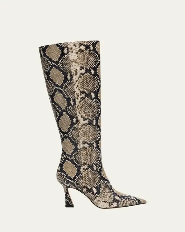 STUART WEITZMAN Printed Leather Knee-high Boots