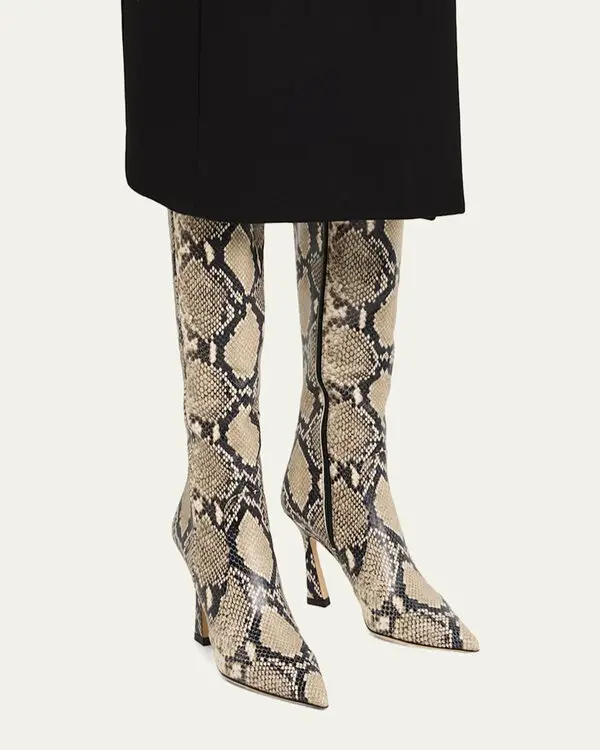 STUART WEITZMAN Printed Leather Knee-high Boots