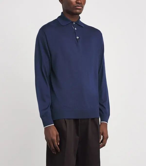 Paul & Shark Cashmere-silk Polo Shirt - Navy