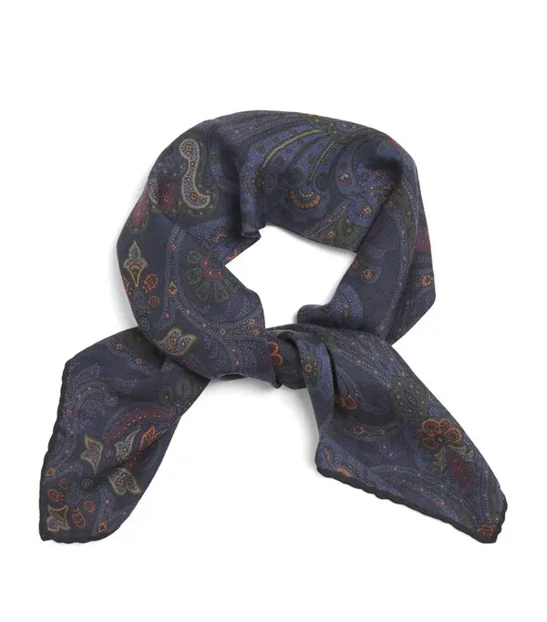 Ralph Lauren Purple Label Cashmere-silk Paisley Neckerchief - Navy