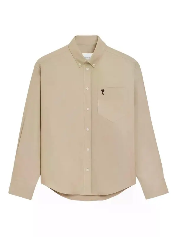 Ami De Coeur Embroidered Boxy Shirt - Neutrals