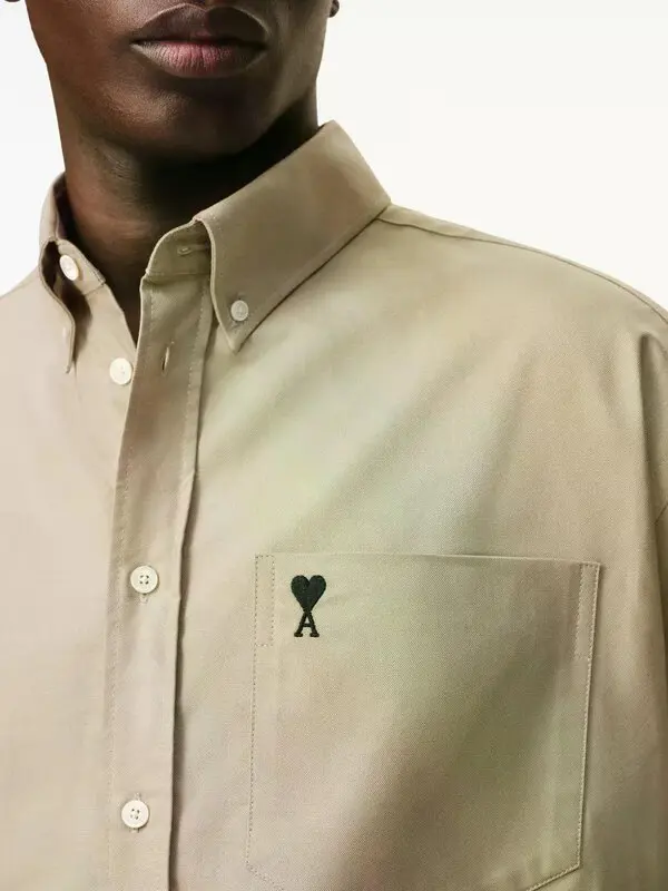 Ami De Coeur Embroidered Boxy Shirt - Neutrals