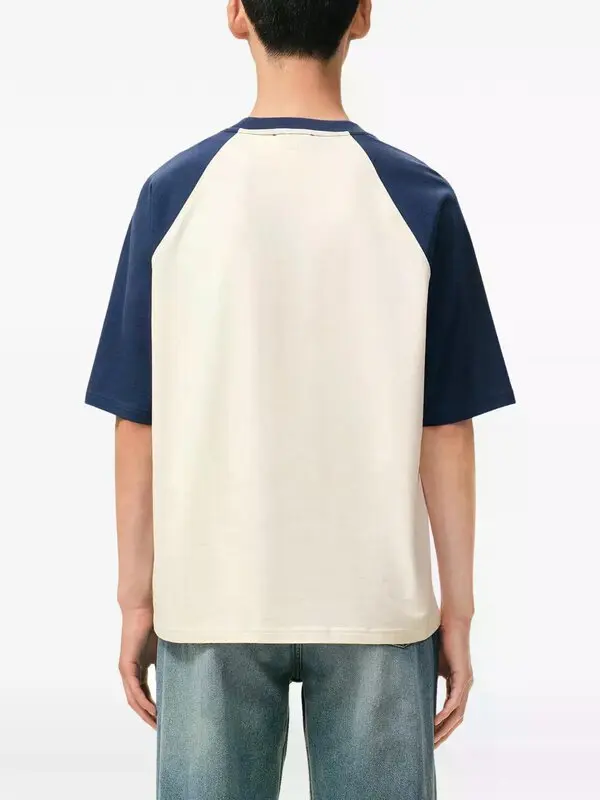 AMI Paris Two-tone Cotton T-shirt With De Coeur Patch - Neutrals