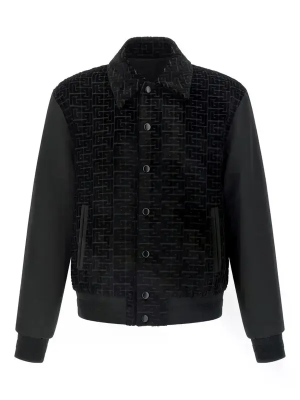 Balmain Logo-pattern Bomber Jacket - Black