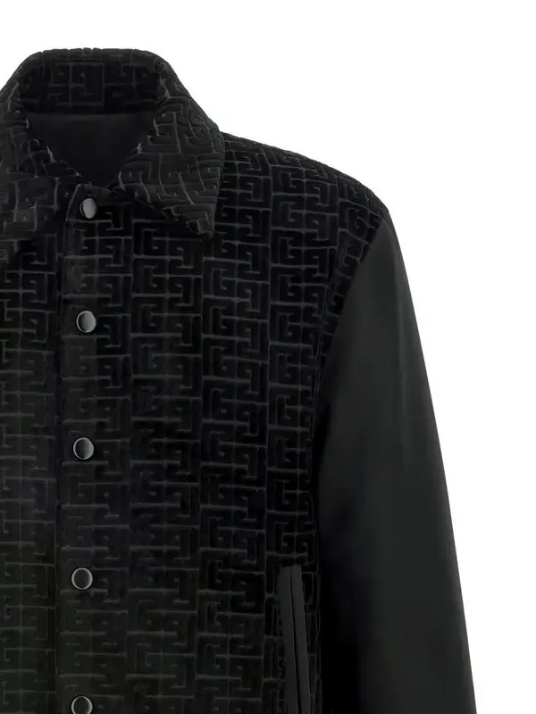 Balmain Logo-pattern Bomber Jacket - Black