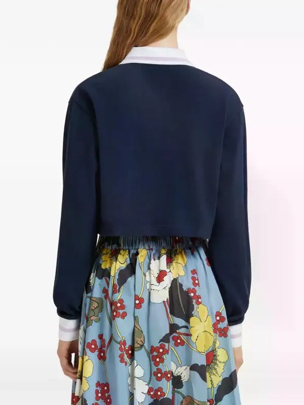 Marni Long-sleeve Striped-trim Polo Shirt - Blue