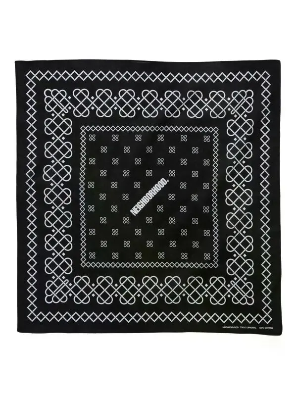 NEIGHBORHOOD Geometric Pattern Scarf - Black