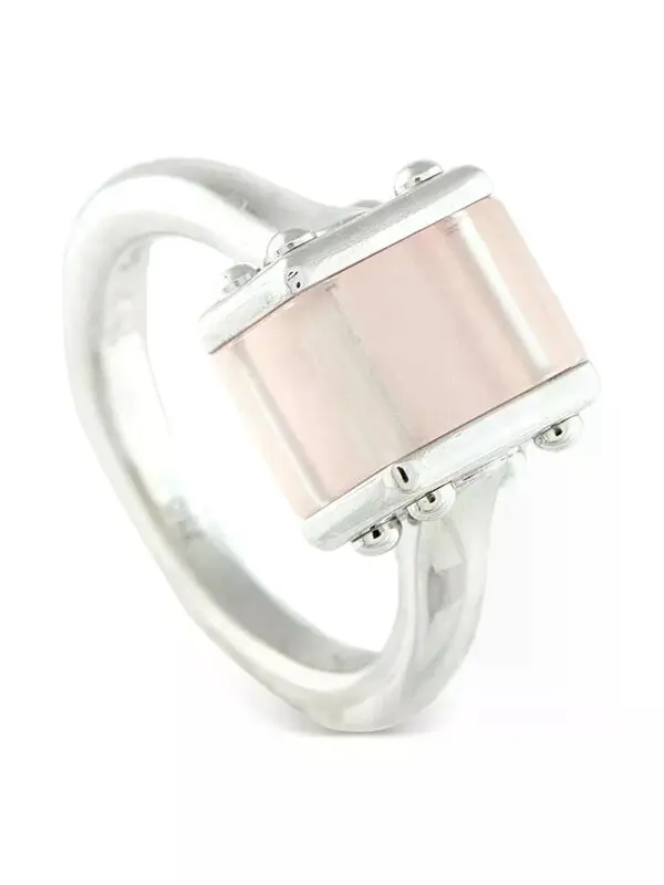 LOUIS VUITTON 18k White Gold Rose Quartz Ring - Silver
