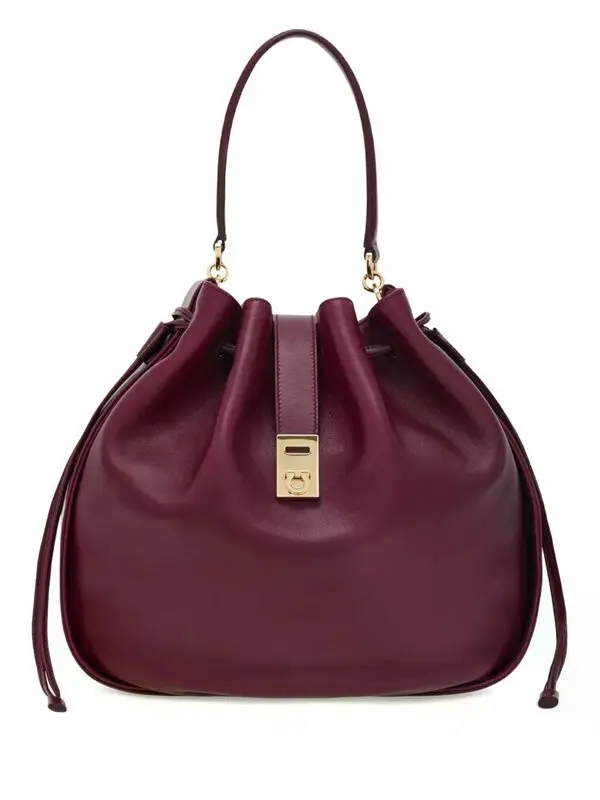 FERRAGAMO Gancini-detail Bucket Bag - Red