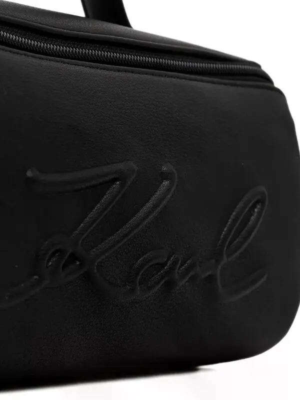 Karl Lagerfeld Embossed Logo Top Handle Makeup Bag