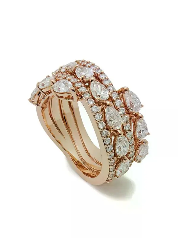 JEWELS AFICIONADO 18k Rose Gold Diamond Twist Ring