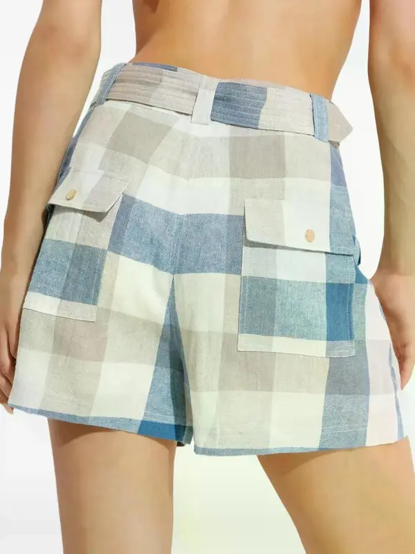 IXIAH Chequered Belted Shorts
