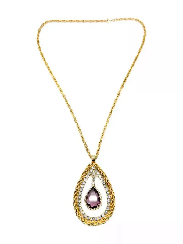 JENNIFER GIBSON JEWELLERY 1960s Amethyst Eye Chain Pendant Necklace - Gold