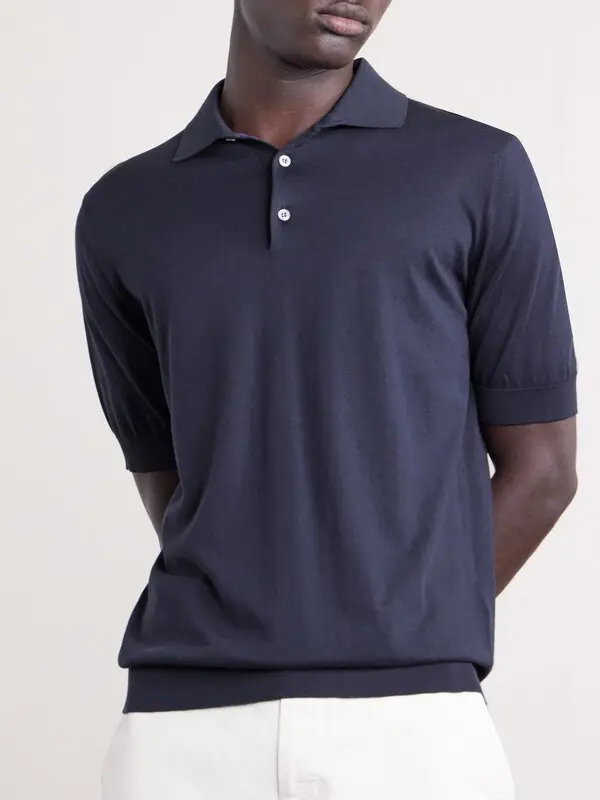 LARDINI Cotton Polo Shirt - Blue