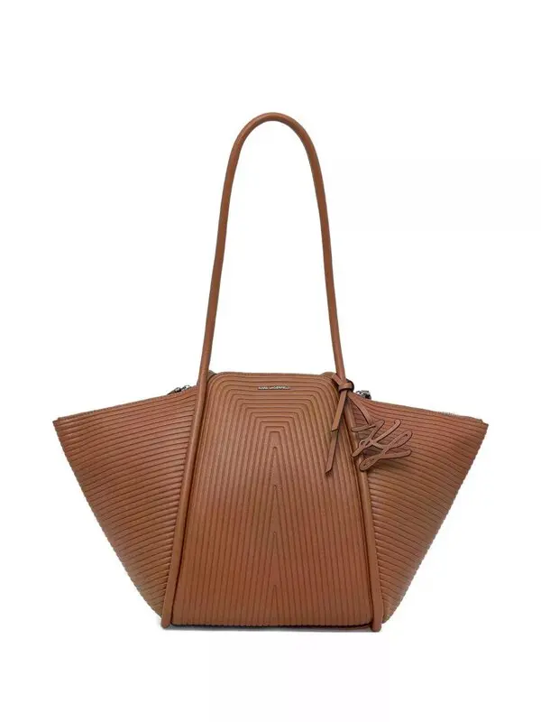 Karl Lagerfeld Ribbed-texture Zip Tote - Brown
