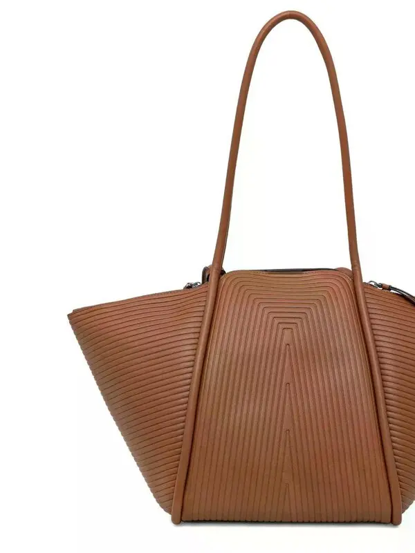Karl Lagerfeld Ribbed-texture Zip Tote - Brown
