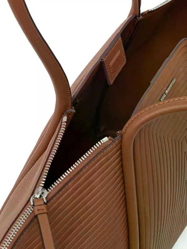 Karl Lagerfeld Ribbed-texture Zip Tote - Brown