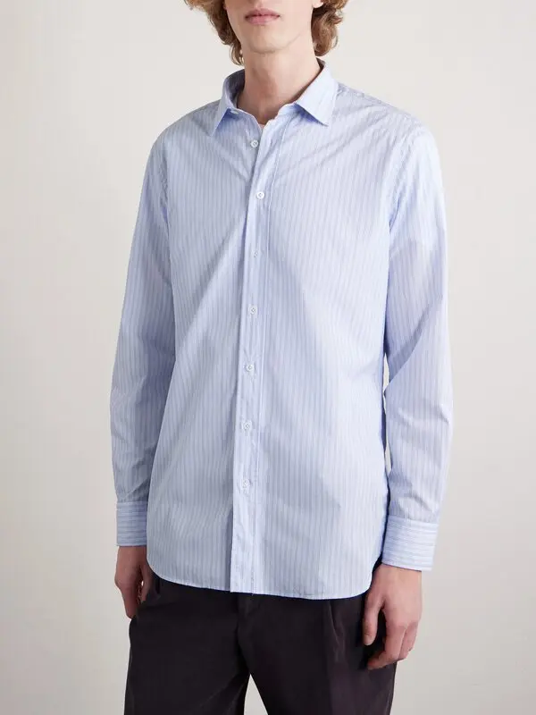 LARDINI Striped Cotton Shirt - Blue