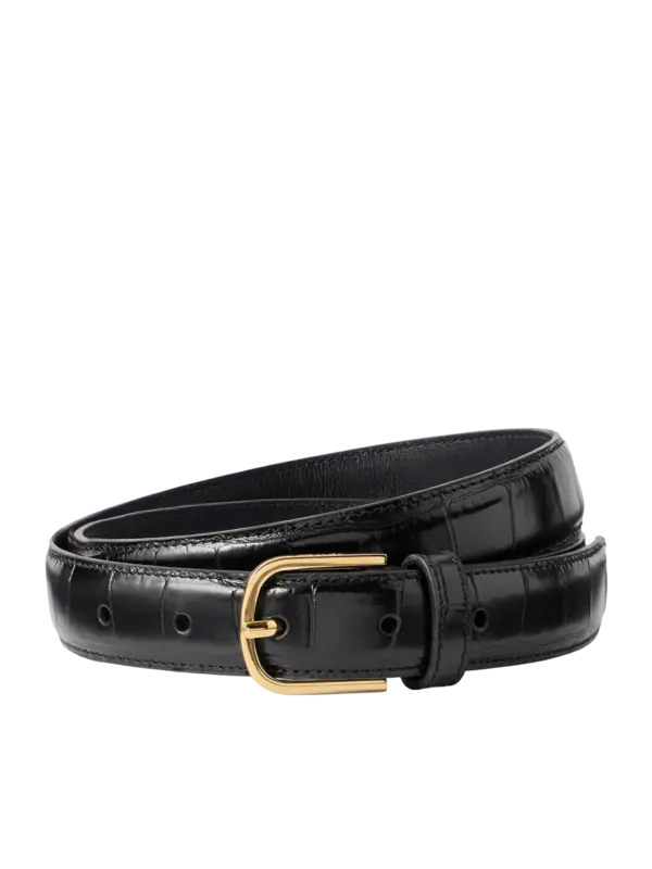 TOTEME Croc-effect Leather Belt - Black