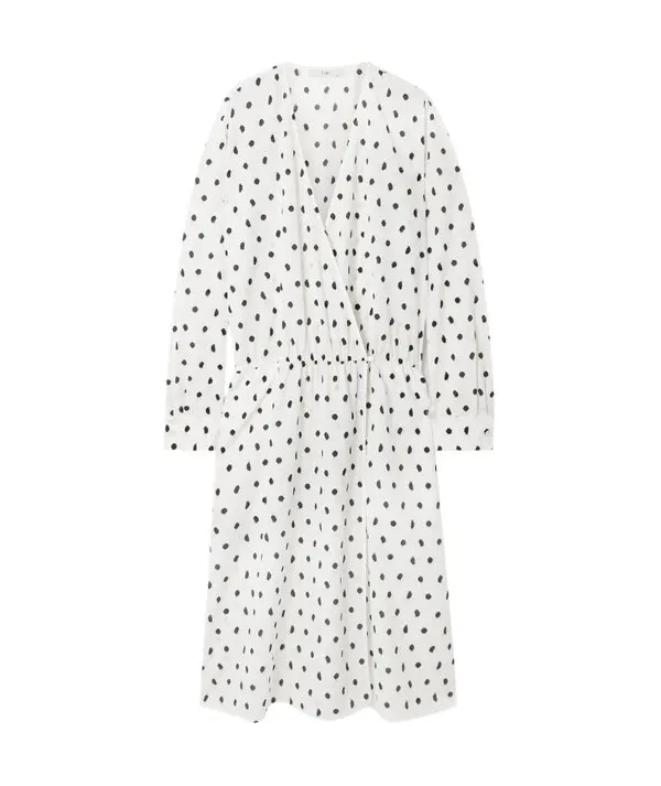 Tibi Polka-dot Crinkled-gauze Wrap Midi Dress - White