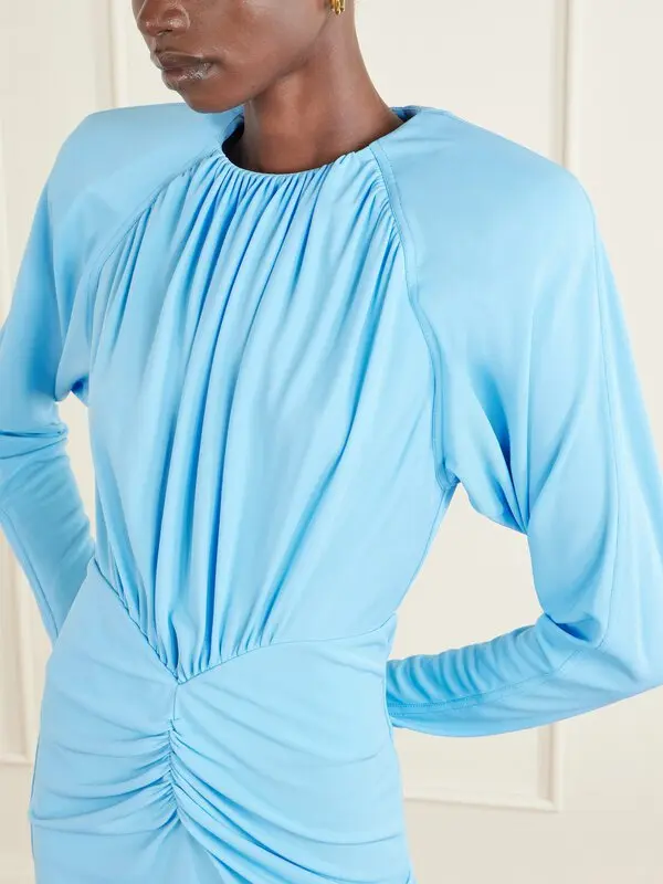 Stella McCartney Ruched Jersey Mini Dress - Blue