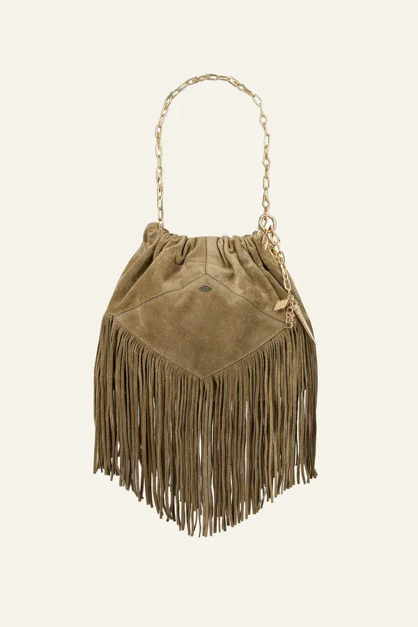 Ba&sh Mini June Suede Fringe Tote Bag