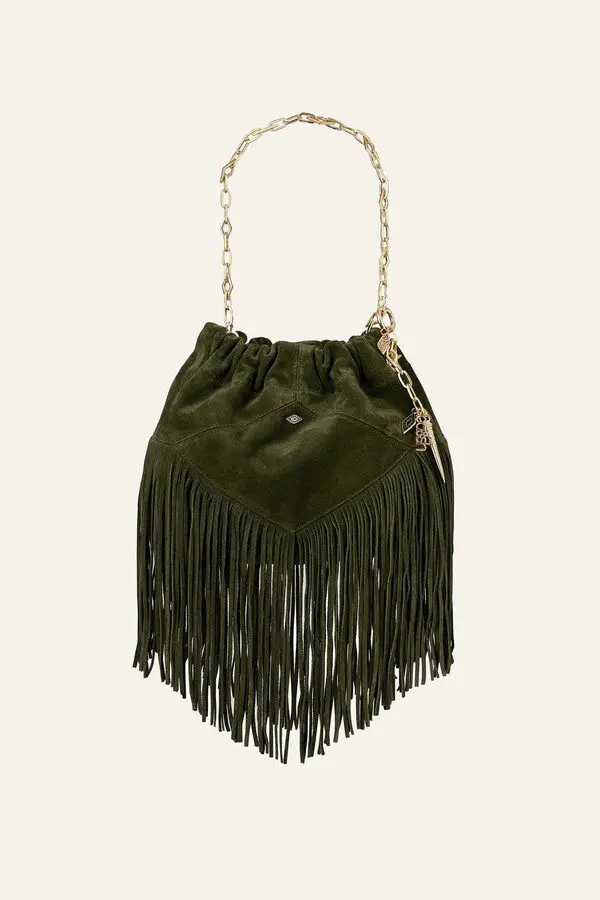 Ba&sh Mini June Fringe Suede Tote Bag