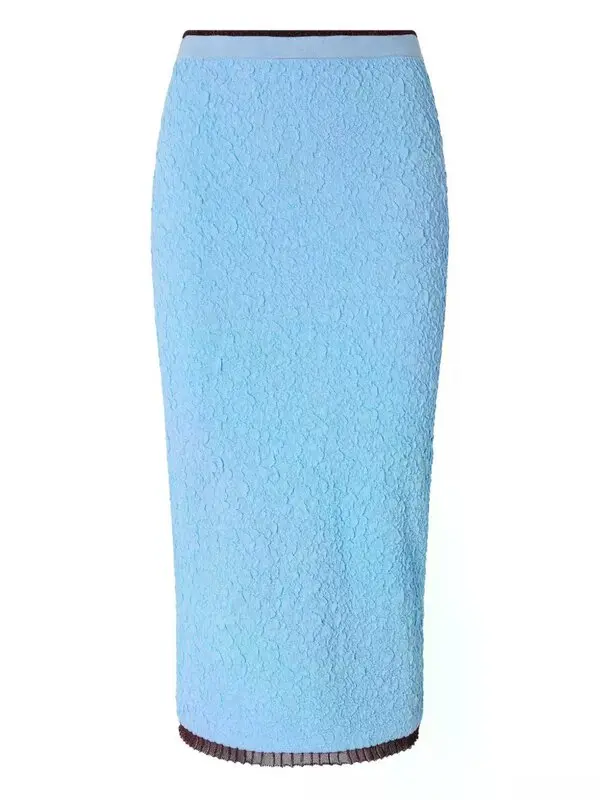 Pinko Textured Jacquard Midi Skirt With Embossed Effect - Blue