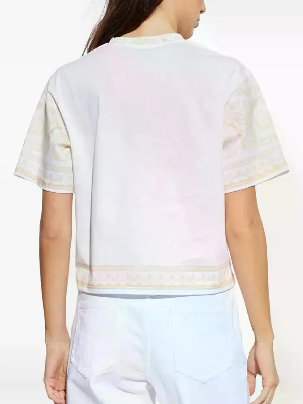 Versace Barocco Print Cotton Jersey Cropped T-shirt