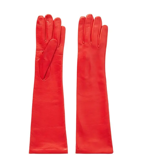 Nour Hammour Elbow-length Leather Gloves - Red