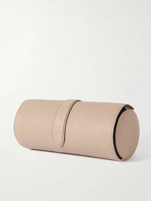 Smythson Panama Textured-leather Watch And Jewelry Roll