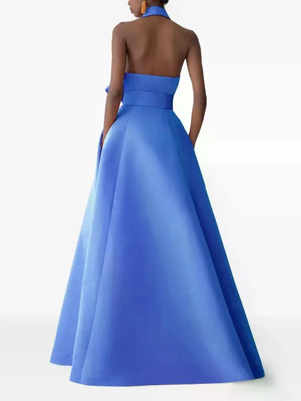 Carolina Herrera Halterneck Gown With Sash - Blue