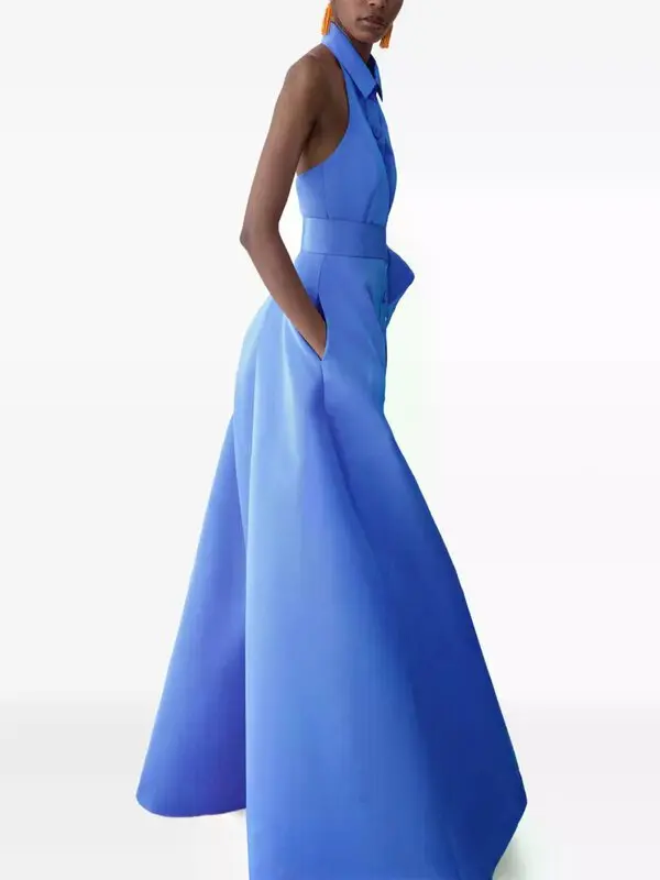 Carolina Herrera Halterneck Gown With Sash - Blue