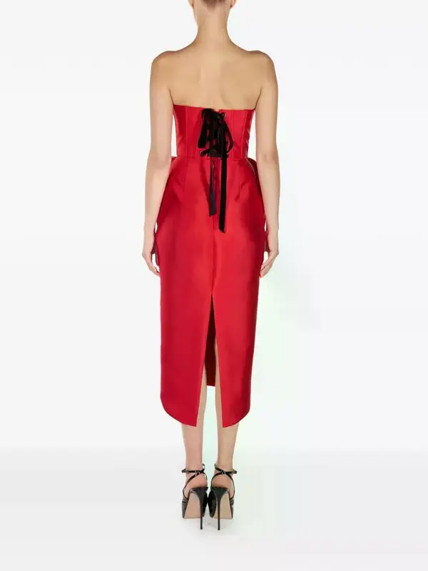 ARAFTU Rose-detail Strapless Midi Dress