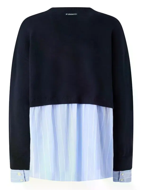 Pinko Layered Crewneck Sweater With Striped Poplin Insert